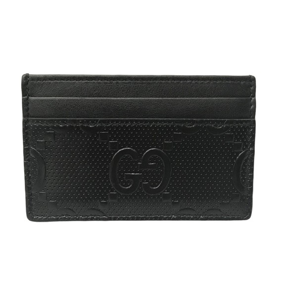 Gucci | Bags | Gucci Gg Embossed Leather Card Case Pass Case Black ...